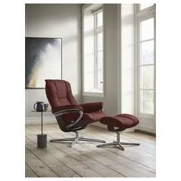 Relaxsessel stressless "Mayfair", rot (cherry paloma), B:79cm H:102cm T:73cm, Leder PALOMA: PALOMA ist ein durchgef&auml;rbtes Semianilin-M&ouml;belleder mit nat&uuml;rlicher Narbung., Sessel, Relaxsessel, mit Cross Base, Gr&ouml;&szlig;e S, M & L, Holzakzent Braun
