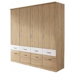 Kleiderschrank Rauch "Kleiderschrank Schrank Garderobe deckenhoher Schrank BREMEN", beige (struktureichefarben hell, oberer schub wei&szlig;), B:181cm H:199cm T:58cm, Holzwerkstoff, Schr&auml;nke, Kleiderschrank, in vielen Farben und Ausf&uuml;hrungen MADE IN GERMANY