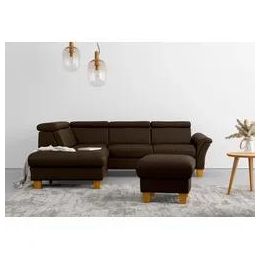 Ecksofa Home Affaire "Lindgren L-Form", braun (mocca), B:249cm H:84cm T:217cm, 100% Polyester, Sofas, Ecksofa, wahlweise mit TV-Funktion, Stauraum und Kopfteilverstellung