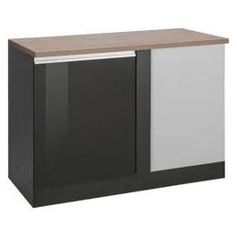 Eckunterschrank KOCHSTATION "KS-Ohio", grau (grau hochglanz, grafit), B:120cm H:85cm T:60cm, Schr&auml;nke, Eckunterschrank