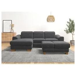 Ecksofa Home Affaire "Dundee L-Form", grau (anthrazit), B:264cm H:86cm T:170cm, Flachgewebe (100% Polyester), Sofas, Ecksofa, wahlweise mit Kopfteilverstellung und zus&auml;tzlich mit Bettfunktion
