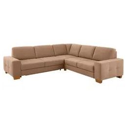 Ecksofa Home Affaire "Puccini L-Form", braun, B:276cm H:86cm T:271cm, Luxus-Microfaser Lederoptik (100% Polyester);Luxus-Microfaser (100% Polyester);Luxus-Microfaser ALTARA NUBUCK (100% Polyester), Sofas, Ecksofa, mit Federkern, Sitztiefenverstellung, Kontrastnaht