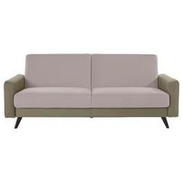 3-Sitzer exxpo - SOFA FASHION "Samso, elegant und bequem, toller Sitzkomfort, Schlafsofa", braun (hellbraun, cappu), B:222cm H:89cm T:93cm, Sofas, Kippcouch, inklusive Bettfunktion und Bettkasten, Komfortsitzh&ouml;he 49cm