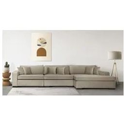 Sofa-Eckelement Home Affaire "Skara XXL L-Form", beige (dunkelbeige), B:400cm H:86cm T:190cm, 100% Polyester, Polsterelemente, Lounge-Sofa XXL mit Federkern-Polsterung, in vielen Bezugsvarianten