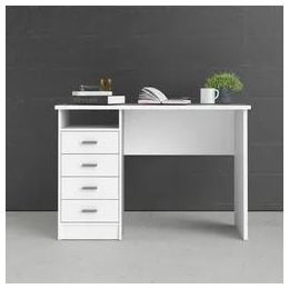Schreibtisch Inosign "Function Plus, Arbeitstisch, B&uuml;rotisch, staurum, minimalistisch", wei&szlig;, B:109,3cm H:75,6cm T:48,5cm, Tische, Schreibtisch, mit 4 Schubladen,1 Einlegeboden, zeitlos, 1 offenes Fachbreite 110 cm