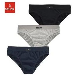 H.I.S. Slip H.I.S, Herren, Gr. S, 3 Stk., blau (marine, grau, meliert, schwarz), Jersey, Obermaterial: 95% Baumwolle, 5% Elasthan, unifarben, k&ouml;rpernah, Unterhosen Slip, mit H.I.S Logo vorn