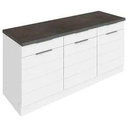 Unterschrank KOCHSTATION "KS-Luhe", wei&szlig; (wei&szlig; matt, wei&szlig;), B:180cm H:86cm T:60cm, MDF, Schr&auml;nke, Unterschrank, 180 cm breit, f&uuml;r viel Stauraum, MDF-Fronten mit waagerechter Lisene