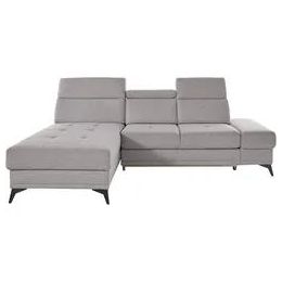 Ecksofa Home Affaire "Cardiz L-Form", grau, B:246cm H:83cm T:173cm, Webstoff (100% Polyester);Luxus-Microfaser Paris (90% Polyester/10% Polyamid);Struktur fein (100% Polyester);Samtoptik (100% Polyester), Sofas, Ecksofa, inkl.Kopfteilverstellung und Federkern wahlweise mit Bettfunktion