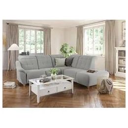 Ecksofa Home Affaire "Boston L-Form", grau (hellgrau), B:272cm, Struktur (100% Polyester);Luxus-Microfaser Florence (100% Polyester);Chenille (100% Polyester);NaturLEDER (reines Rindsleder), Sofas, Ecksofa, Kopfteilverstellung an jeder Sitzfl&auml;che, wahlweise Relaxfunktion