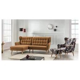 Ecksofa Home Affaire "Louanne, L-Form", orange (golden orange), B:250cm H:107cm T:173cm, Sofas, Ecksofa, mit Holzf&uuml;&szlig;en