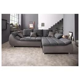 Ecksofa Home Affaire "Imola, bequem, aktuelle Steppung im Sitz, L-Form, Breite 270cm", grau (grau, dunkelgrau), B:270cm H:90cm T:170cm, Microfaser PRIMABELLE (100% Polyester) / Struktur (82% Polyester, 9% Viscose, 7% Baumwolle, 2% Nylon);Kunstleder SOFTLUX / Struktur (82% Polyester, 9% Viscose, 7% Baumwolle, 2% Nylon), Sofas, Ecksofa, wahlweise mit Bettfunktion