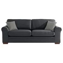 3-Sitzer Home Affaire "Broughton", grau, B:233cm H:92cm T:94cm, 100% Polyester, Sofas, weicher Sitzkomfort, incl. 2 Zierkissen, Keder