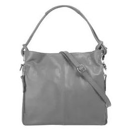 Shopper Samantha Look, Damen, Gr. B/H/T: 31cm x 25cm x 10cm onesize, grau, Leder, leicht gl&auml;nzend, unifarben, Taschen Shopper, echt Leder, Made in Italy