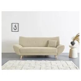3-Sitzer Home Affaire "Basta", beige (creme), B:205cm H:80cm T:82cm, (100% Polyester) Struktur fein (100% Polyester) Chenille, Sofas