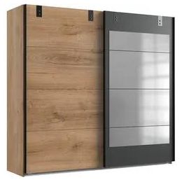 Schwebet&uuml;renschrank wimex "Malm&ouml;, Kleiderschrank wahlweise mit oder ohne Spiegel", braun (plankeneiche, graphit, spiegel), B:225cm H:210cm T:65cm, Holzwerkstoff, Schr&auml;nke, Schwebet&uuml;renschrank, Kleiderschrank im Industrial Design, 225 oder 270cm breit