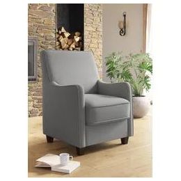 Sessel Home Affaire "County", silber, B:70cm H:91cm T:75cm, Luxus-Microfaser (100% Polyester);Struktur fein (100% Polyester);Luxus-Microfaser weich (90% Polyester, 10% Polyamid), Sessel, Sessel, mit englischer Naht und Federkern-Polsterung