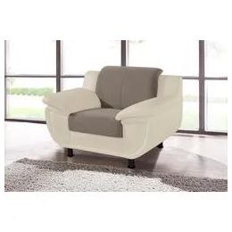 Sessel Trendmanufaktur "Rondo 3, Loungesessel", beige (beige, tan), B:121cm H:85cm T:94cm, Luxus-Microfaser ALCAZAR (100% Polyester) / Feinstruktur (100% Polyester);Kunstleder SOFTLUX / Struktur (77% Polyester; 23% Polyacryl), Sessel, Sessel, wahlweise mit komfortablem Federkern, mit extra breiten Armlehnen