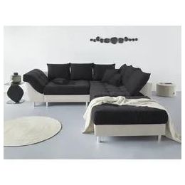 Ecksofa Collection AB "(Spar-Set) Innsbruck L-Form und Hocker", grau (hellgrau, anthrazit), B:247cm H:87cm T:189cm, Microfaser PRIMABELLE (100% Polyester), Struktur (90% Polyester, 10% Polyacryl), Samtvelours (100% Polyester), Luxus-Microfaser Antiklederoptik (100% Polyester), Sofas, Ecksofa, Ecksofa und Hocker, Recamiere links oder rechts montierbar