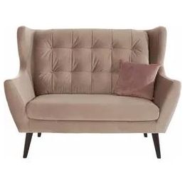 2-Sitzer Home Affaire "Hemmink", rosa (hellgrau, altrosa), B:144cm H:107cm T:94cm, Samtvelours (100% Polyester);Luxus-Microfaser (100% Polyester);Struktur (94% Polyester, 6% Polyacryl), Sofas, mit Knopfheftung