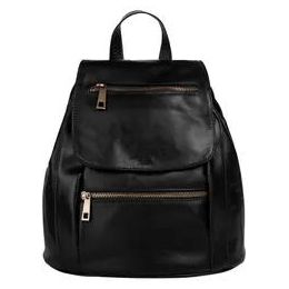 Cityrucksack Samantha Look, Damen, Gr. B/H/T: 24cm x 27cm x 11cm, onesize, schwarz, Leder, Rindsleder, beschichtet, leicht gl&auml;nzend, Rucks&auml;cke Cityrucksack, echt Leder, Made in Italy
