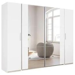 Schwebet&uuml;renschrank Rauch "Kleiderschrank Dreht&uuml;renschrank Schrank Garderobe KRONACH TOPSELLER", wei&szlig; (alpinwei&szlig;, griffleisten alu, mit 2 spiegel), B:268cm H:210cm T:59cm, Holzwerkstoff, Schr&auml;nke, Schwebet&uuml;renschrank, Kombischrank optional mit 1 oder 2 Spiegel viele B&ouml;den MADE IN GERMANY