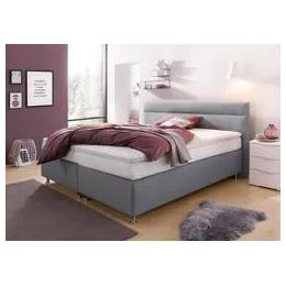 Boxspringbett, grau (strukturstoff grau), ohne LED-Beleuchtung, Liegefl&auml;che B/L: 200cm x 200cm, H2, 7-Zonen-Kaltschaummatratze, Bezug Unterbox und Kopfteil: Strukturstoff (77% Polyester und 23% Viskose);Bezug Obermatratze 100% Polyester, waschbar bis 60C, Westfalia Schlafkomfort, Komplettbetten, Boxspringbett, wahlweise mit LED-Beleuchtung
