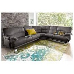 Ecksofa Trendmanufaktur "Cecilia in italienischem Design, modern und komfortabel, L-Form", grau (anthrazit), B:280cm H:87cm T:240cm, NaturLEDER (echtes Rindsleder) in Sitz und R&uuml;cken. Korpus in passendem Kunstleder SOFTLUX bezogen;Luxus-Microfaser ALCAZAR (100% Polyester);Kunstleder SOFTLUX;Microfaser PRIMABELLE (100% Polyester), Sofas, Ecksofa, bequeme Armlehnen, mit langem Schenkel