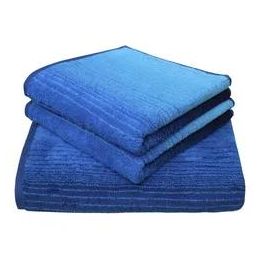 Handtuch Set Dyckhoff "Colori", blau, 3 Stk., Walkfrottee, Walkfrottee, Obermaterial: 100% Baumwolle, Handtuch-Sets, 2 Handt&uuml;cher & 1 Duschtuch,100% Bio Baumwolle, 450 g/m2