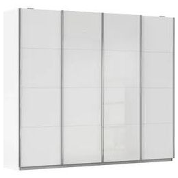 Schwebet&uuml;renschrank Rauch "Kleiderschrank Schrank Garderobe W&auml;scheschrank Ankleide SYNCRONO", wei&szlig; (wei&szlig;, wei&szlig;glas), B:271cm H:230cm T:62cm, Holzwerkstoff, Schr&auml;nke, Schwebet&uuml;renschrank, Mittelt&uuml;ren mit praktischer Synchron-&Ouml;ffnung MADE IN GERMANY
