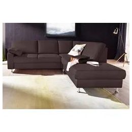 Sit & More Ecksofa SIT & MORE "Belfort L-Form", braun, B:243cm H:88cm T:218cm, Flachgewebe (100% Polyester);Luxus-Microfaser ALTARA NUBUCK (100% Polyester);Luxus-Microfaser (90% Polyester, 10% Polyamid), Sofas, Ecksofa, wahlweise mit Vorziehsitz und Bettkasten