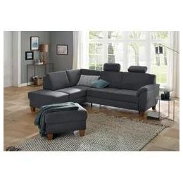 Ecksofa Home Affaire "Alta L-Form", grau (anthrazit), B:250cm H:89cm T:201cm, Struktur ( 100% Polyester);Struktur fein ( 100% Polyester);Luxus-Microfaser ALTARA NUBUCK (100% Polyester), Sofas, Ecksofa, mit Federkern und Kontrastnaht, F&uuml;&szlig;e Buche eichefarben