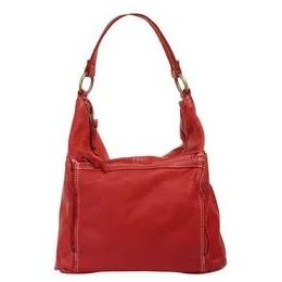 Shopper CLUTY, Damen, Gr. B/H/T: 32cm x 30cm x 8cm onesize, rot, Leder, leicht gl&auml;nzend, unifarben, Taschen Shopper, echt Leder, Made in Italy