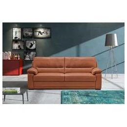2,5-Sitzer Egoitaliano "Doris, modernes Designersofa, Ledersofa mit erstklassiger Sitzqualit&auml;t", rot (brick), B:192cm H:90cm T:93cm, Leder &raquo;BULL&laquo; (echtes Rindsleder). Geschliffenes, pigmentiertes und behandeltes Rindsleder mit einer Dicke von 1, 3-1, 5 mm. Dieses Leder zeigt eine ziemlich weiche Hand mit einem halb undurchsichtigen Aussehen. Es handelt sich um ein gesch&uuml;tztes Leder. Eine leichte D