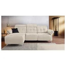 Ecksofa Home Affaire "Manhattan L-Form", beige (creme), B:270cm H:102cm T:168cm, Kunstleder SOFTLUX;Flachgewebe (100% Polyester);Struktur (100% Polyester), Sofas, Ecksofa, 2 Sitze mit elektrischer Relaxfunktion, verstellbare Armlehnen