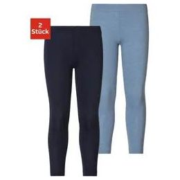 H.I.S. Leggings H.I.S, M&auml;dchen, Gr. 128/134, N-Gr, blau (marine), Single Jersey, Obermaterial: 95% Baumwolle, 5% Elasthan. Obermaterial 2: 60% Baumwolle, 35% Polyester, 5% Elasthan, unifarben, Basic, bequem lang, Hosen Leggings, Basic im Doppelpack