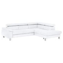 Ecksofa COTTA "Komaris L-Form, B: 249 cm", wei&szlig;, B:249cm H:72cm T:100cm, Microfaser PRIMABELLE (100% Polyester);Kunstleder SOFTLUX;Feinstruktur (100% Polyester);Kunstleder SOFTLUX/Struktur (100% Polyester);NaturLEDER, Sofas, Ecksofa, mit Kopfteilverstellung, optional Bettfunktion, Bettkasten & Licht