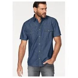 Jeanshemd Arizona, Herren, Gr. 45/46 (XXL), N-Gr, blau (blau stone), Jeans, Obermaterial: 100% Baumwolle, unifarben, Basic, normal normal, Hemden Jeanshemd, Kurzarm im Western Stil