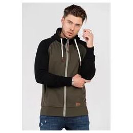 Sweatjacke behype "HENRAY", Herren, Gr. M, gr&uuml;n (khaki), 70% Baumwolle, 30% Polyester, mehrfarbig, normal, ohne Ausschnitt, Sweatjacken Sweatjacke, mit erh&ouml;htem Kragen