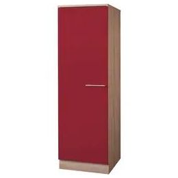 Wiho-K&uuml;chen Seitenschrank WIHO K&Uuml;CHEN "Montana", rot (front: burgund, kopus: sonoma eiche), B:50cm H:165cm T:57cm, Schr&auml;nke, Seitenschrank, 50 cm breit
