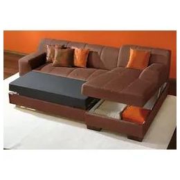 Ecksofa Home Affaire "Falk klare Linien, elegant und zeitlos, L-Form", braun (mocca), B:262cm H:77cm T:159cm, Sofas, Ecksofa, mit Federkern und wahlweise mit Bettfunktion