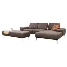 Ecksofa W.Schillig "run, Designsofa mit tollem Sitzkomfort, bequem, L-Form", braun (mocca s37), B:279cm H:88cm T:178cm, Longlife Xtra-Leder Z73: Naturwalkleder der Luxusklasse aus den erlesensten Rohh&auml;uten. Hautst&auml;rke 1, 1 &ndash; 1, 3 mm;ROHLEDER Jacquard-Flachgewebe Q2 W60 (63% Polyester, 37% Polyacryl);ROHLEDER Chenille-Flachgewebe Q2 W77 (68% Polyacryl, 32% Polyester);Stoff S37 (100% Polyester), Sof