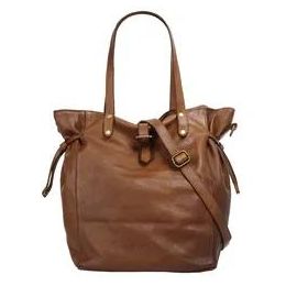 Shopper FORTY, Damen, Gr. B/H/T: 33cm x 30cm x 23cm onesize, braun (cognac), Leder, leicht gl&auml;nzend, unifarben, Taschen Shopper, echt Leder, Made in Italy