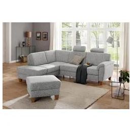 Ecksofa Home Affaire "Alta L-Form", silber, B:250cm H:89cm T:201cm, Struktur ( 100% Polyester);Struktur fein ( 100% Polyester);Luxus-Microfaser ALTARA NUBUCK (100% Polyester), Sofas, Ecksofa, mit Federkern und Kontrastnaht, F&uuml;&szlig;e Buche eichefarben