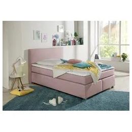 Boxspringbett Home Affaire "Eliana", rosa (flamingo), B:147cm L:230cm, Komplettbetten, Boxspringbett, inkl. Topper, in 4 Breiten, 3 Matratzenarten und 2 H&auml;rtegraden