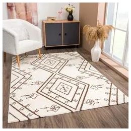 Teppich Carpet City "April 2291", beige (creme), B:140cm H:10mm L:200cm, Polyester, Teppiche, Teppich, L&auml;ufer, weich durch Microfaser, Boho Ethno Look, Wohnzimmer