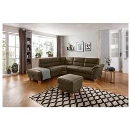 Ecksofa Home Affaire "Soleo L-Form", gr&uuml;n (olive), B:262cm H:89cm T:235cm, Luxus-Microfaser ALTARA NUBUCK (100% Polyester);Struktur (100% Polyester);Luxus-Microfaser Lederoptik (100% Polyester), Sofas, Ecksofa, komfortabel durch Trapezecke mit Relaxfunktion, auch mit Bettfunktion
