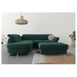 Sit & More Ecksofa SIT & MORE "Apulia L-Form", gr&uuml;n (dunkelgr&uuml;n), B:250cm H:78cm T:212cm, Webstoff (100% Polyester);Struktur weich (90% Polyester, 10% Polyamid);Luxus-Micofaser Euphoria (100% Polyester);Samtoptik (100% Polyester), Sofas, Ecksofa, wahlweise Bettfunktion, Bettkasten und Kopf- und Armteilverstellung