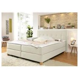 Boxspringbett Home Affaire "Calloway", beige, B:208cm L:218cm, Komplettbetten, Boxspringbett, inkl. Topper, XXL-Ausf&uuml;hrung, in 4 Farben, 5 Breiten, 3 Matratzenarten