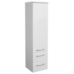 Midischrank SAPHIR "Quickset Badschrank 35 cm breit, 1 T&uuml;r, 2 Schubladen, 2 Einlegeb&ouml;den", wei&szlig; (wei&szlig; glanz, wei&szlig; hochglanz), B:35cm H:136,1cm T:33cm, Schr&auml;nke, Midischrank, Badezimmer-Midischrank inkl. T&uuml;rd&auml;mpfer, Griffe in Chrom gl&auml;nzend