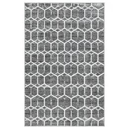 Teppich "Titan Trellis, LAGERR&Auml;UMUNG", grau (grau, elfenbeinfarben), B:152cm H:13mm L:244cm, Polypropylen (PP), MyFlair M&Ouml;BEL & ACCESSOIRES, Teppiche, Teppich, Kurzflor, gewebt, modernes geometrisches Design
